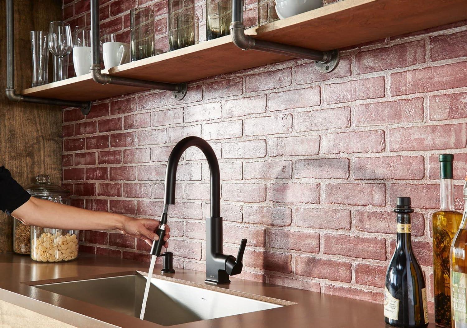 Moen S62308BL STO One-Handle High Arc Pulldown Bar Faucet Featuring ...