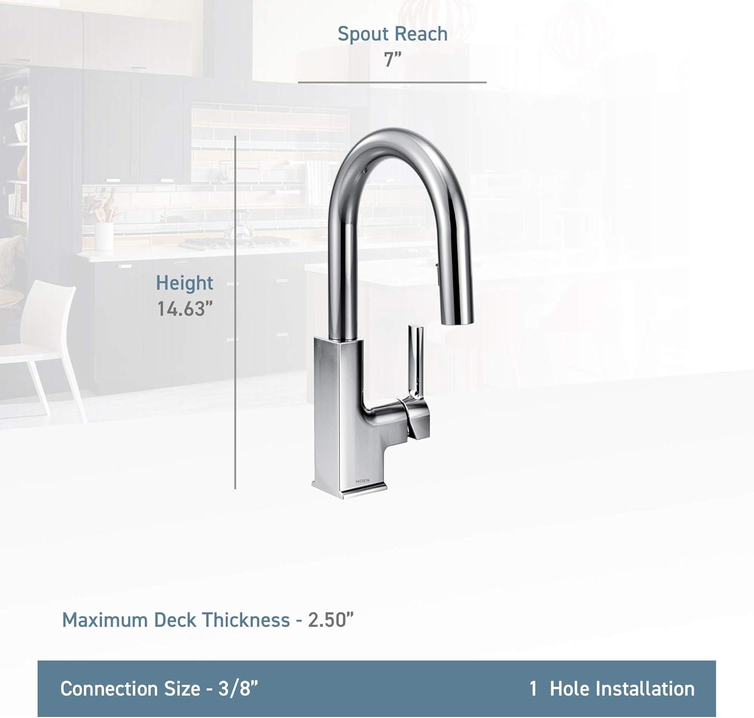 Moen S62308BL STO One-Handle High Arc Pulldown Bar Faucet Featuring ...
